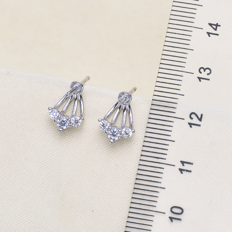 DIY珍珠配件 S925純銀珍珠玉石耳釘耳環空托三鉆王妃 配8-9mm圓珠 | 協貿國際日用品生活12館 | 樂天市場Rakuten