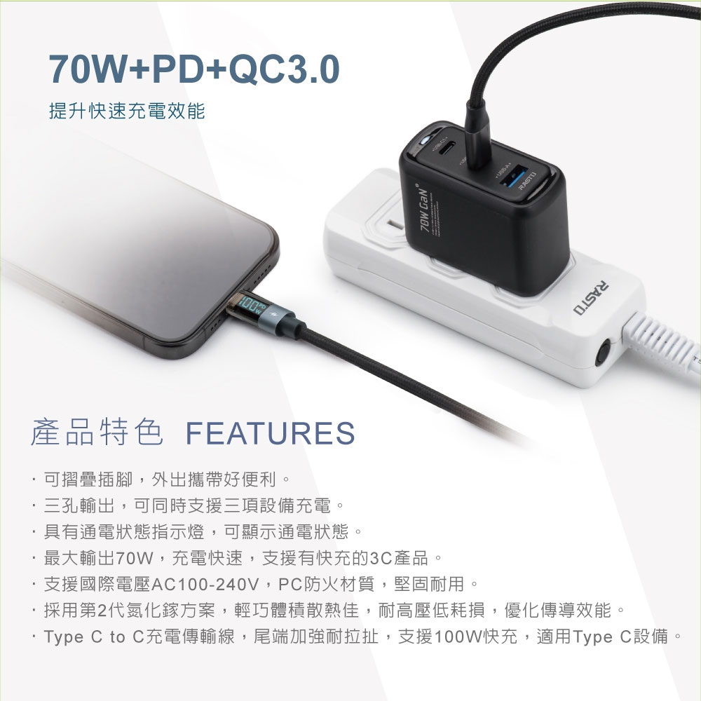 【RASTO】RB52 70W 二代GAN快充組【三井3C】 | SANJING三井3C直營店 | 樂天市場Rakuten