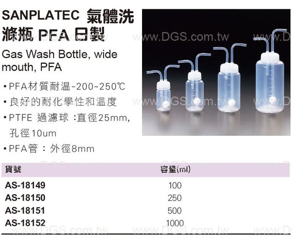 《SANPLATEC》氣體洗滌瓶 PFA 日製 Gas Wash Bottle, wide mouth, PFA | DGLife 德記生活網直營店 | 樂天市場Rakuten