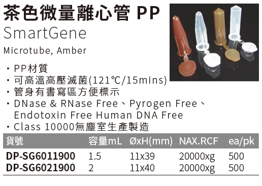 《SmartGene》茶色微量離心管 PP Microtube, Amber | DGLife 德記生活網直營店 | 樂天市場Rakuten